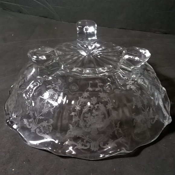 Accents | Vintage Heisey Etched Footed Glass Candy Dish | Poshmark